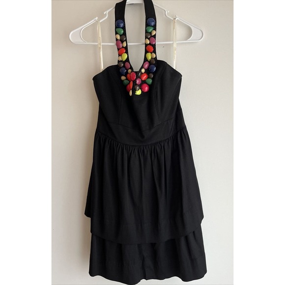 Shoshanna | Dresses | Shoshanna Allegra Dress Size Black Beaded Halter ...